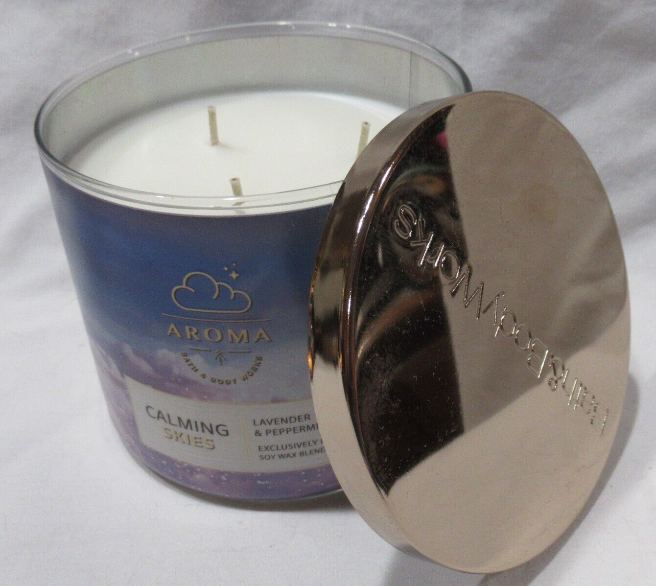 Bath & Body Works 3wick Scented Candle Lot 2 CALMING SKIES LAVENDER ...