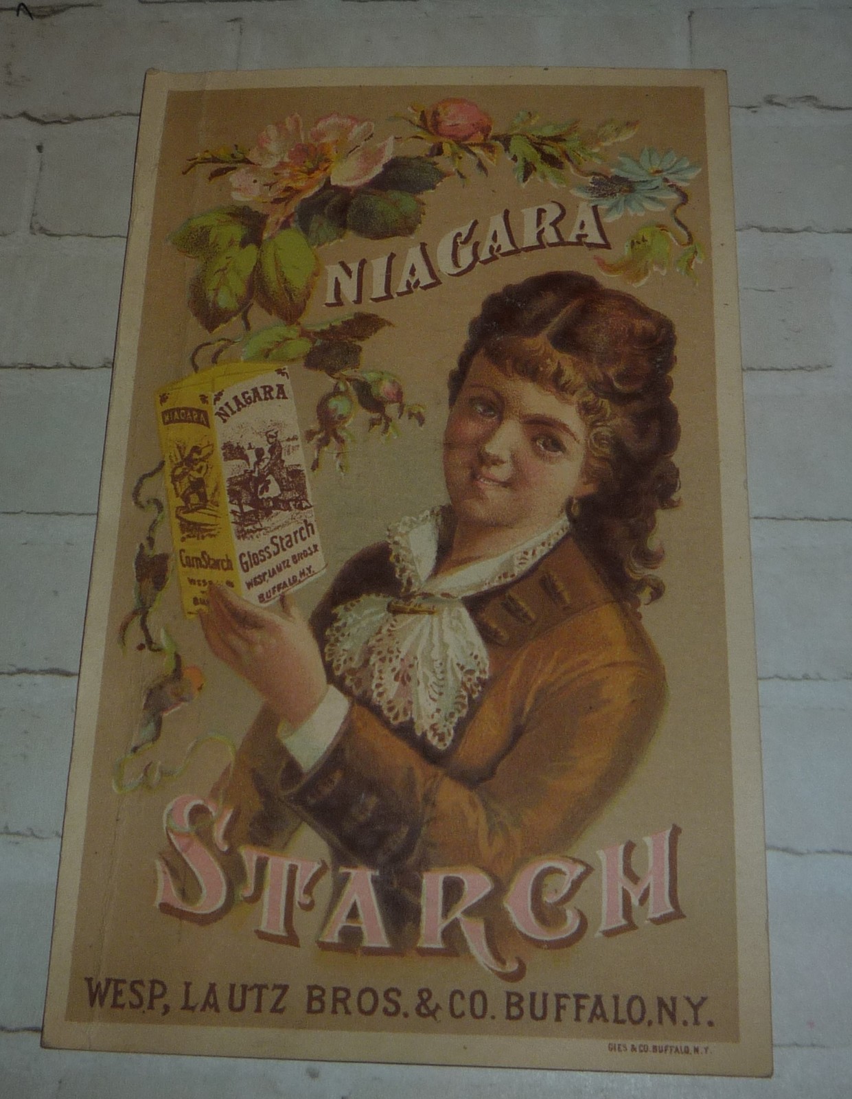 1800's Victorian Niagara Starch Trade Card - Woman Holding Box of ...
