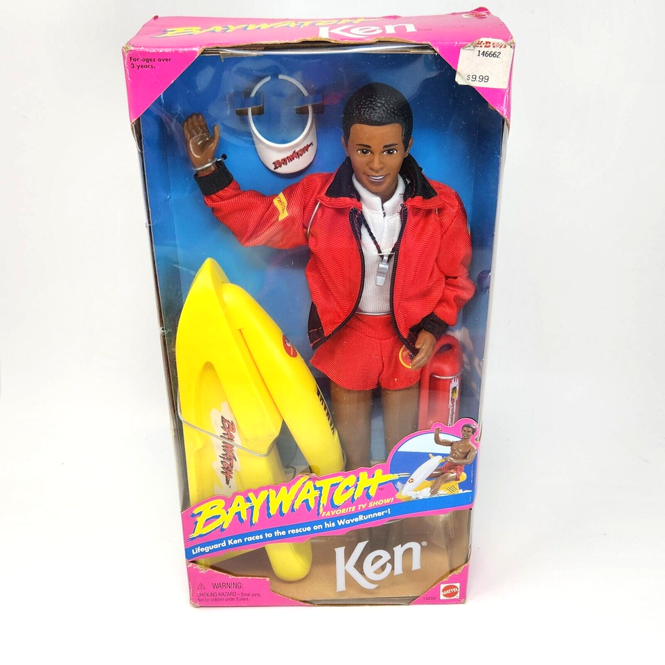 VINTAGE 1994 MATTEL BAYWATCH KEN BLACK DOLL # 13259 BARBIE IN ORIGINAL ...