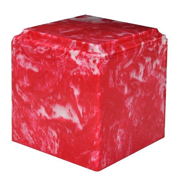 Large/Adult 280 Cubic Inch Red Cultured Marble Cube Cremation Urn For ...