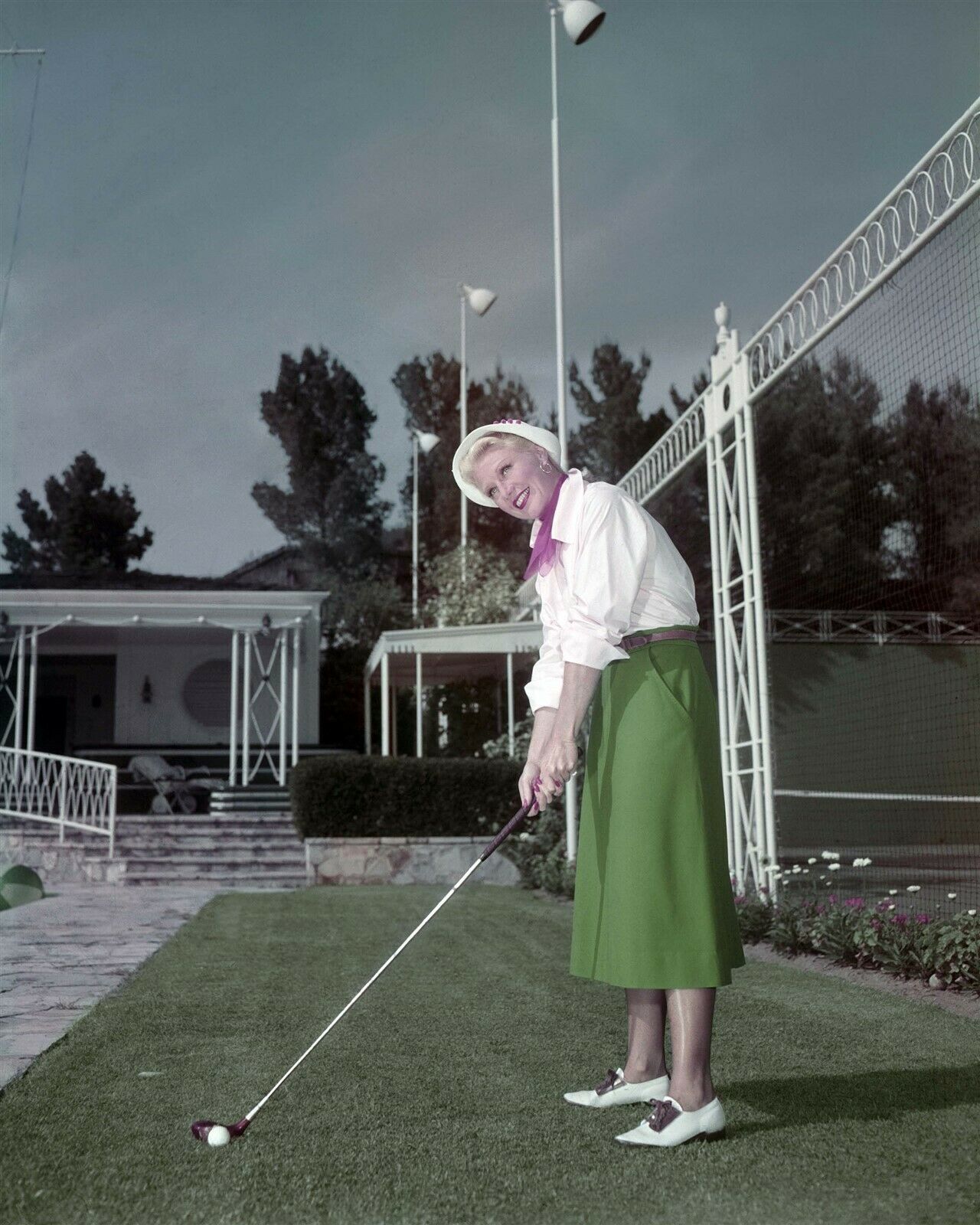 Ginger Rogers 1940's takes a practice golf swing in Beverly Hills 8x10 ...