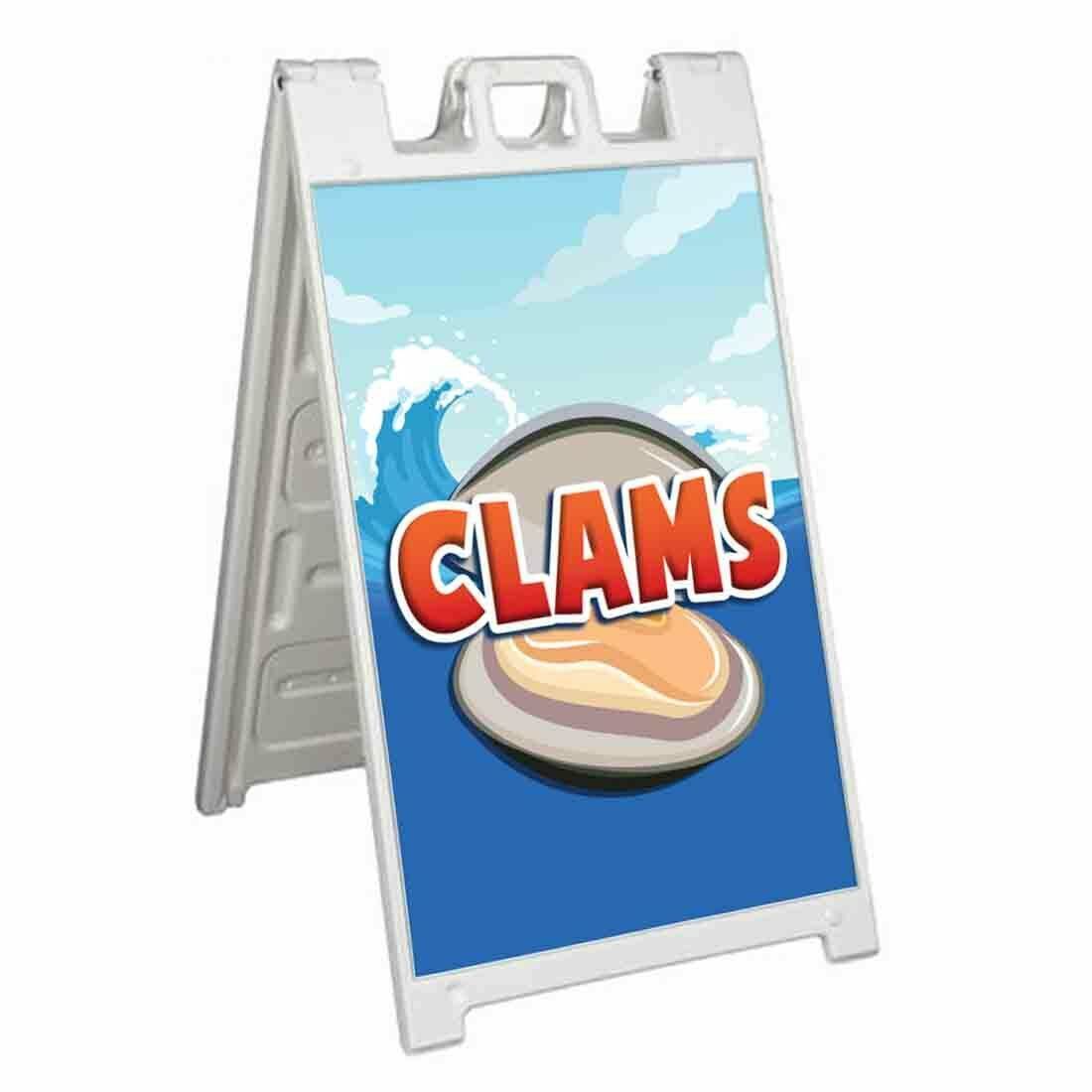 CLAMS Signicade 24x36 Aframe Sidewalk Decal Sign Banner FOOD SEAFOOD ...