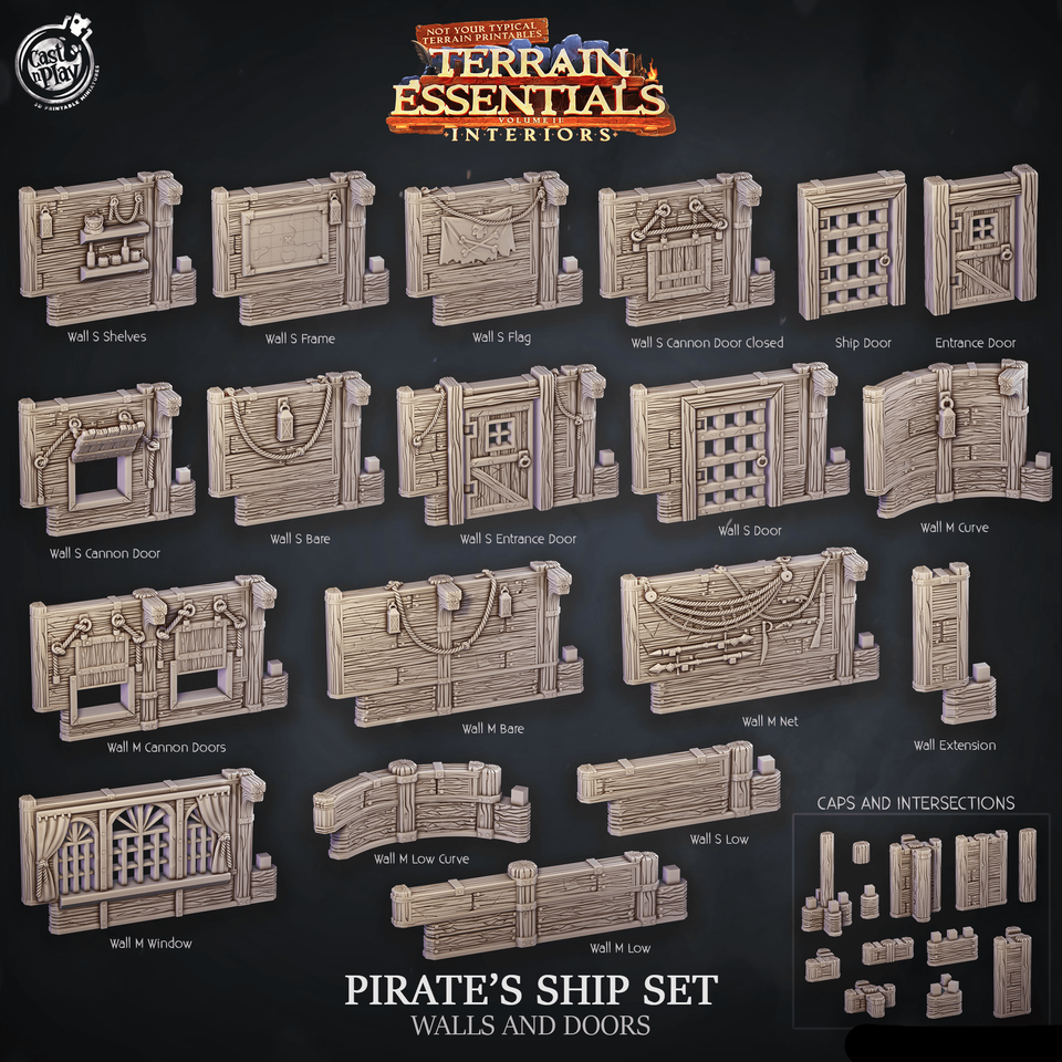 3D Printed Cast n Play Pirate Ship Walls and Doors Terrain Essentials ...