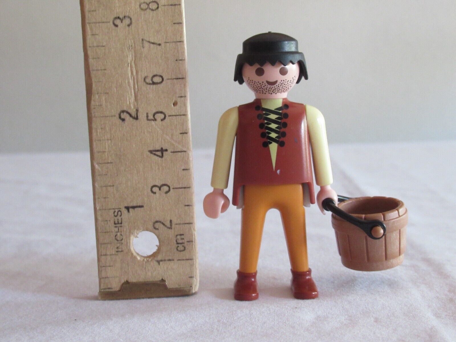 Vintage 1993 Playmobil 3666 Figure Peasant Bucket Brown Hair Medieval ...
