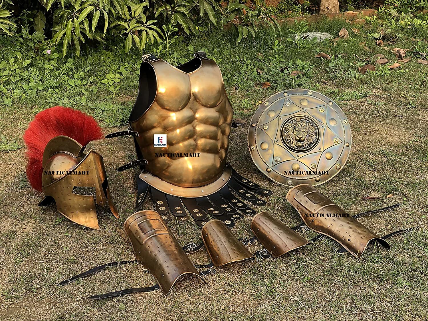 Medieval Roman King Leonidas 300 Spartan Helmet W/Red Plume + Muscle ...