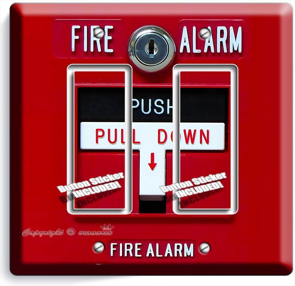 FUNNY FIRE ALARM 2 GFCI LIGHT SWITCH WALL PLATE GARAGE MAN CAVE ROOM ...