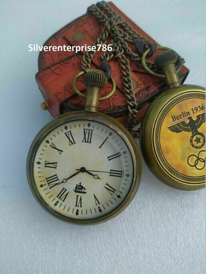 Antique Vintage Berlin 1936 Brass Pocket Watch With Leather Cover ...