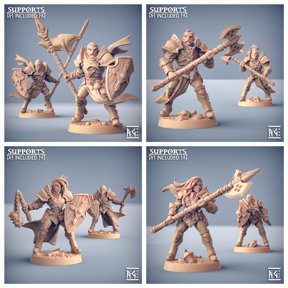 3D Printed Artisan Guild Modular Human Fighters Fighters Guild Set 28mm ...
