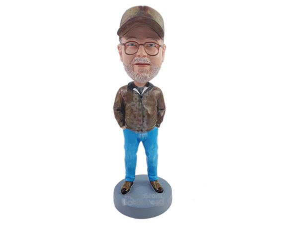 Custom Bobblehead Truck dude wearing nice leather jacket and cool stel ...