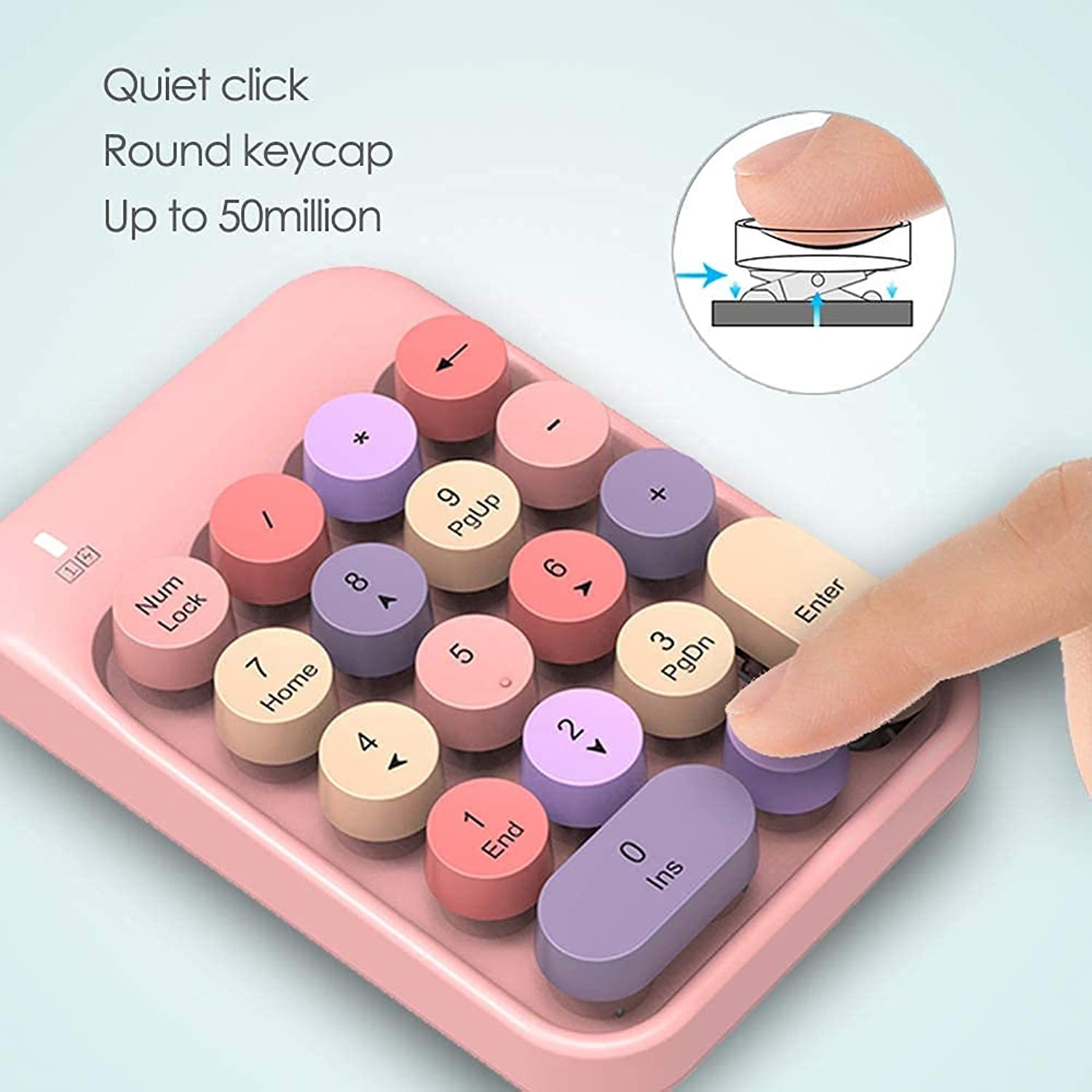 Wireless Numeric Keypad 18 Keys with 2.4G Mini Portable Silent Number ...