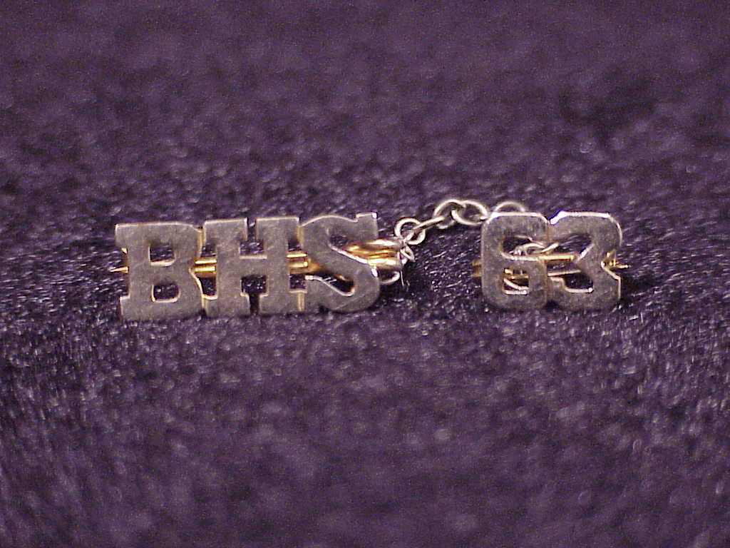 1963 BHS 63 Initials Chained High School Pin - Elementary & High Schools