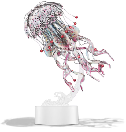 Piececool 3D Metal Puzzle - DIY Colorful Jellyfish Model Kit - Scarlet ...