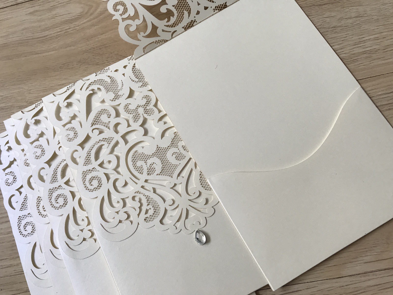 Pocket Style Cream Color Laser Cut Invitaiton Cards,50pcs Wedding ...