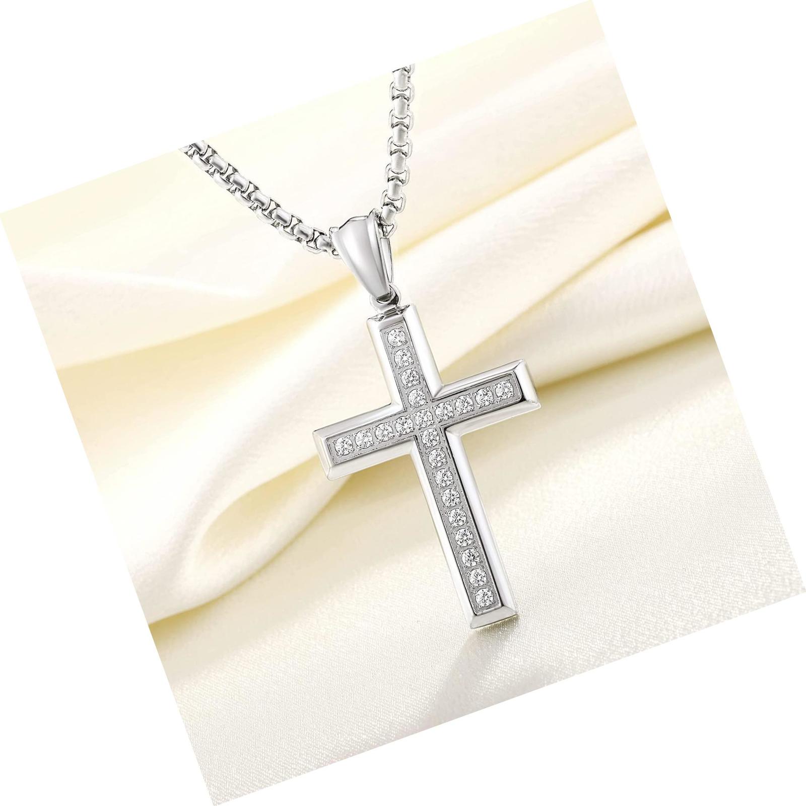 Men's Cross Necklace 316L Stainless Steel Jesus Ankh - Crucifixes & Crosses