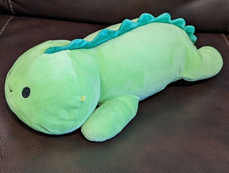 SQUISHMALLOWS DANNY THE DINO GREEN PLUSH Hug Mees Laying Down 12" RARE ...