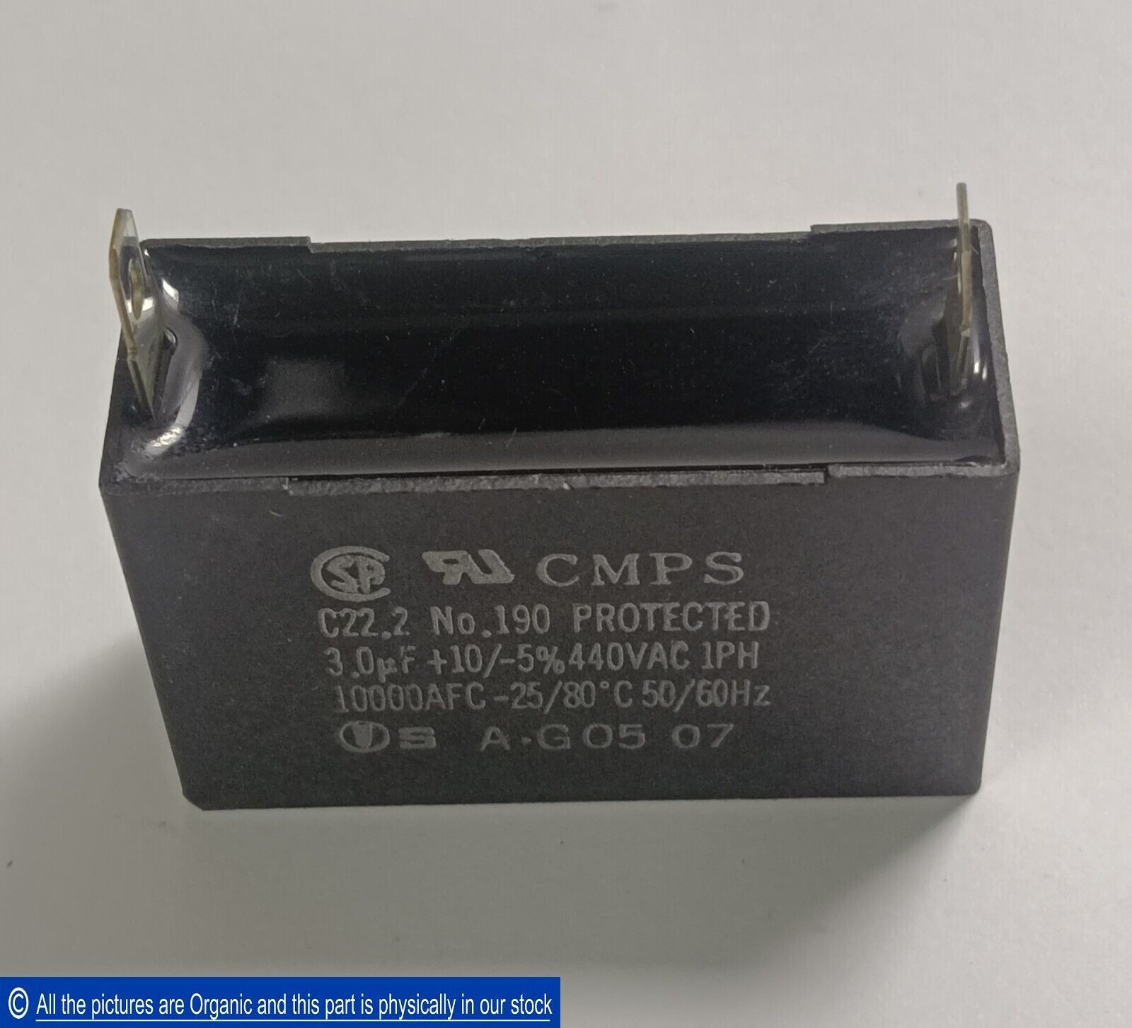 CMPS 190 Protected AC Motor Run Capacitor 3.0 Uf 440VAC 1PH Film Capacitor - Capacitors
