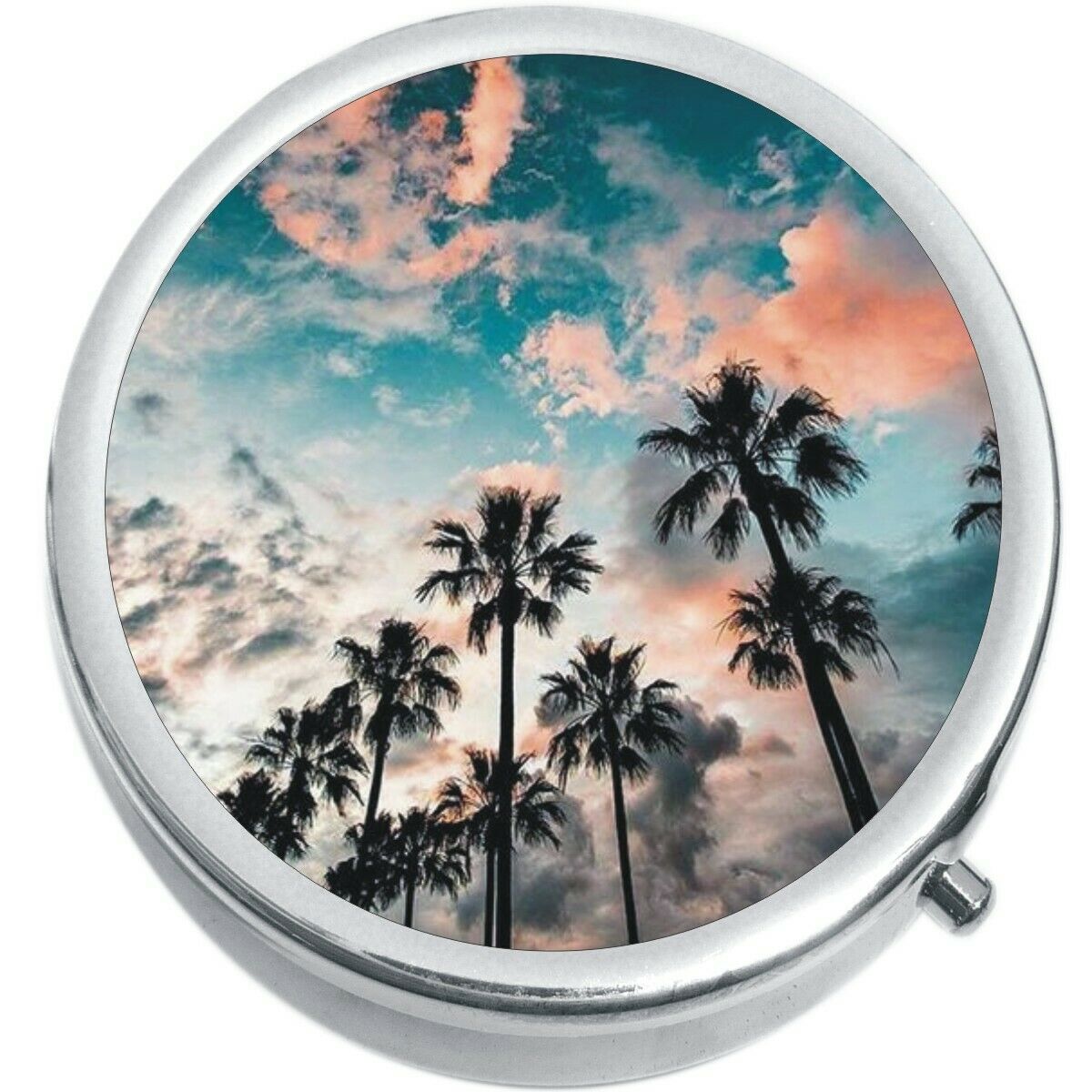 Palm Trees Medicine Vitamin Compact Pill Box - Pill Boxes, Pill Cases