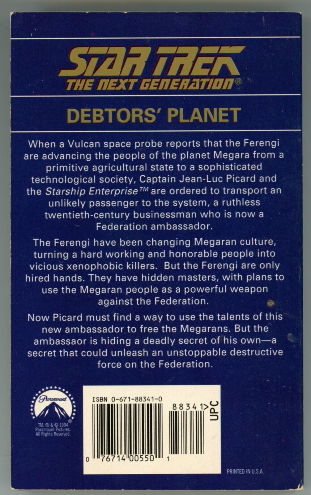 Star Trek The Next Generation 30 Debtors’ Planet W R Thompson First ...