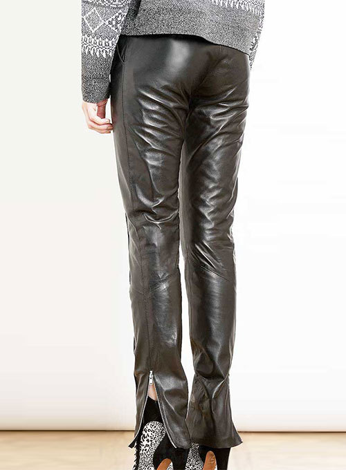 Front Crease Leather Pants Black Colour Mono ectric, Women Wasit Belted ...