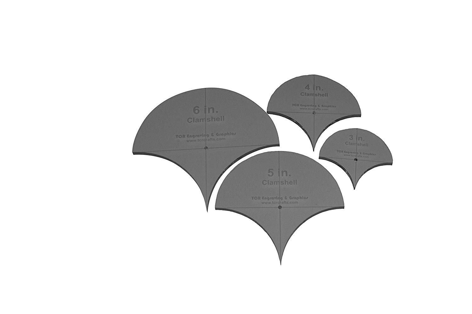 Clamshell Templates. 4 Piece Set -3",4", 5", 6". - Clear Acrylic 1/4 ...