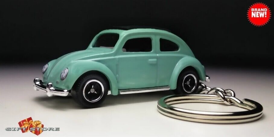 RARE KEY CHAIN RING TURQUOISE VOLKSWAGEN VW BEETLE BUG RAGTOP CUSTOM ...