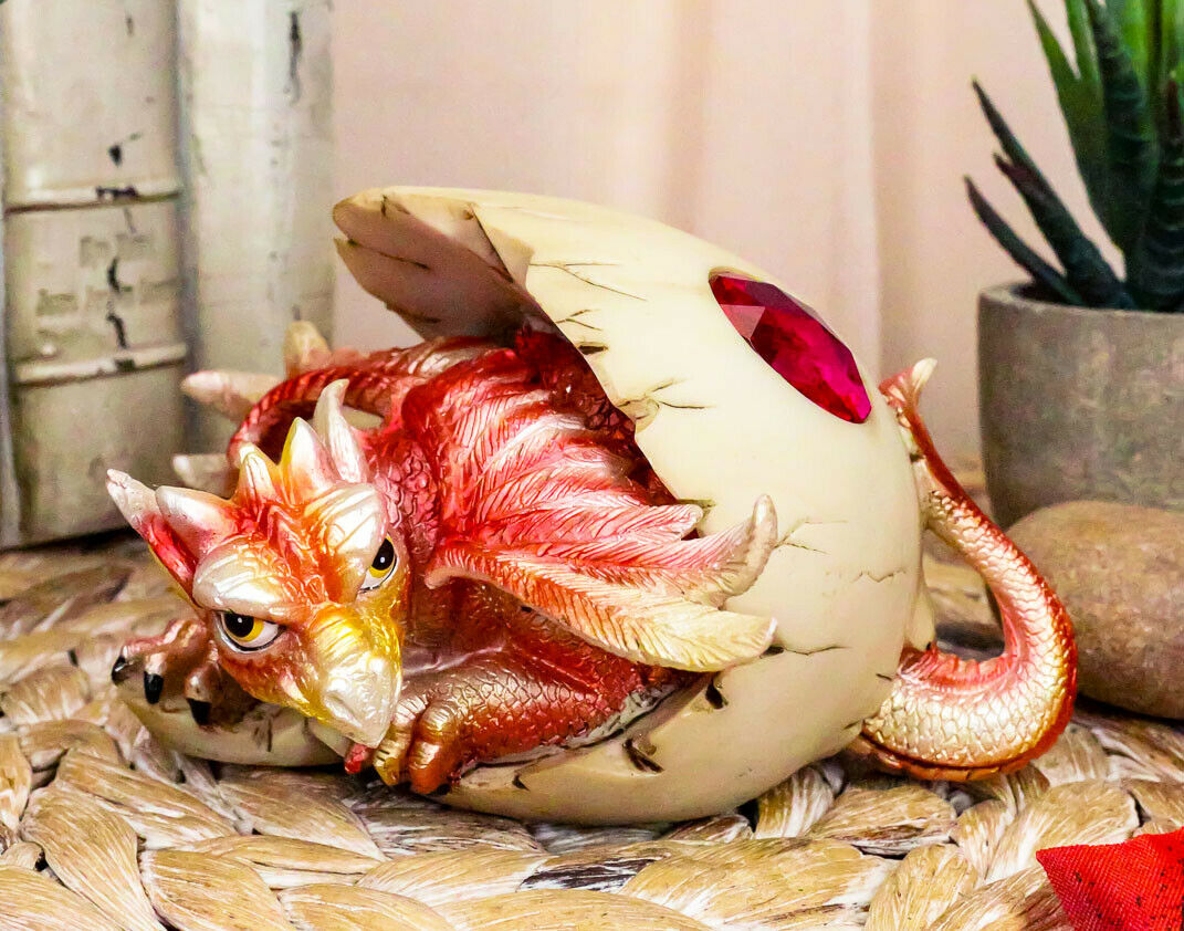 July Birthstone Dragon Egg Statue Ruby Pink Gem Birthday Dragon ...