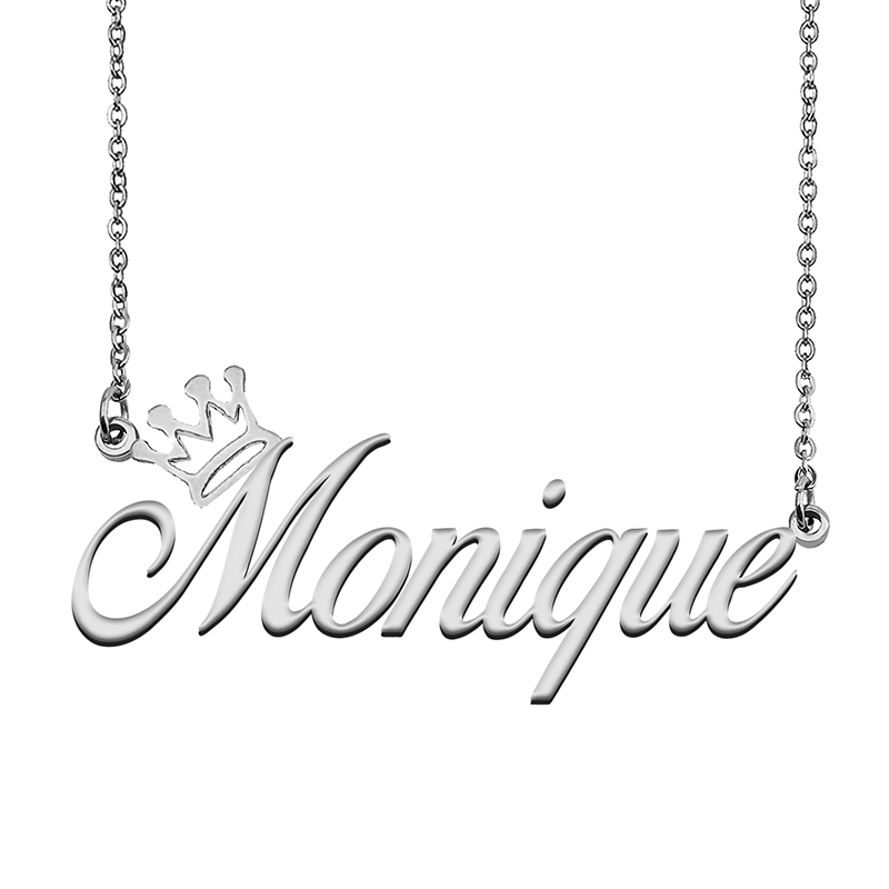 Monique Name Necklace Tag with Crown for Best Friends Birthday Party ...