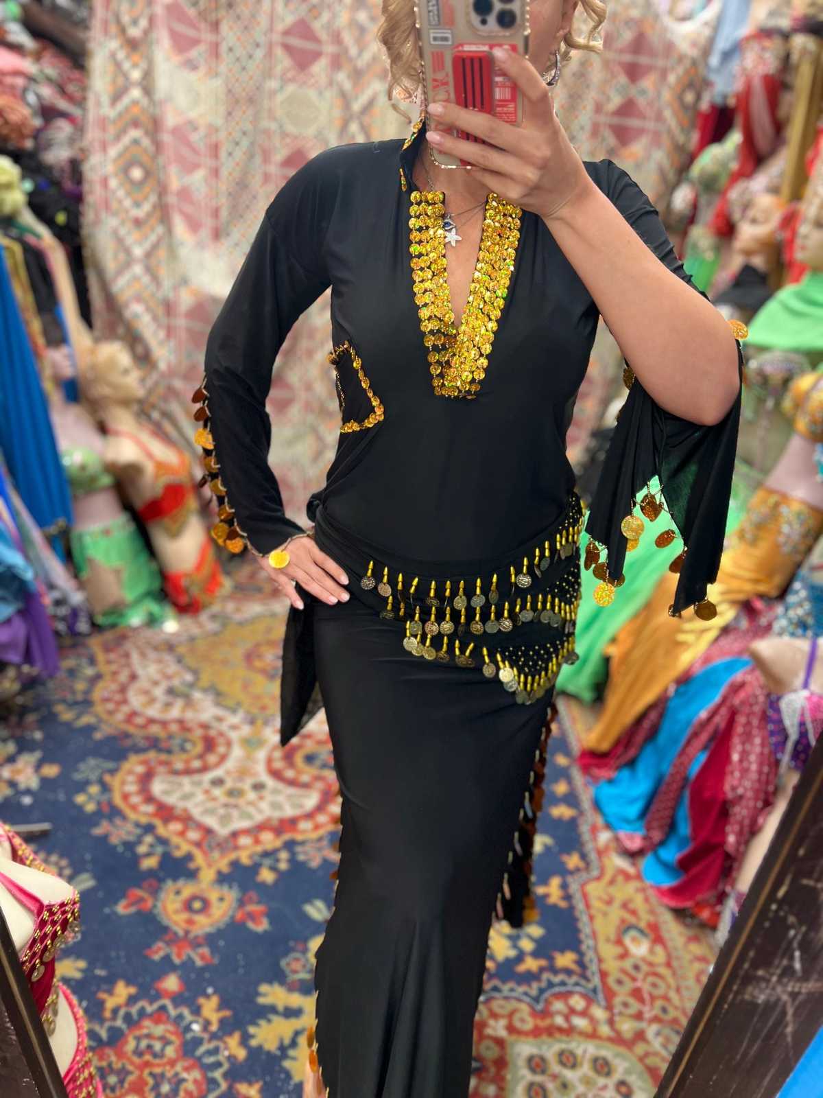 Bellydance Baladi Dress Set: Egyptian Dance Costume with Coins - Dresses