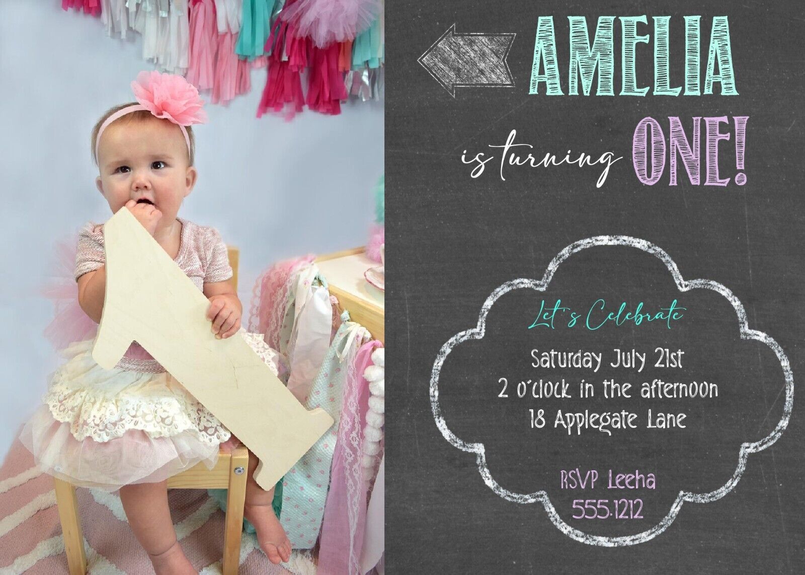 Girls Birthday Invitation Printable Personalized Invitation DIGITAL ...