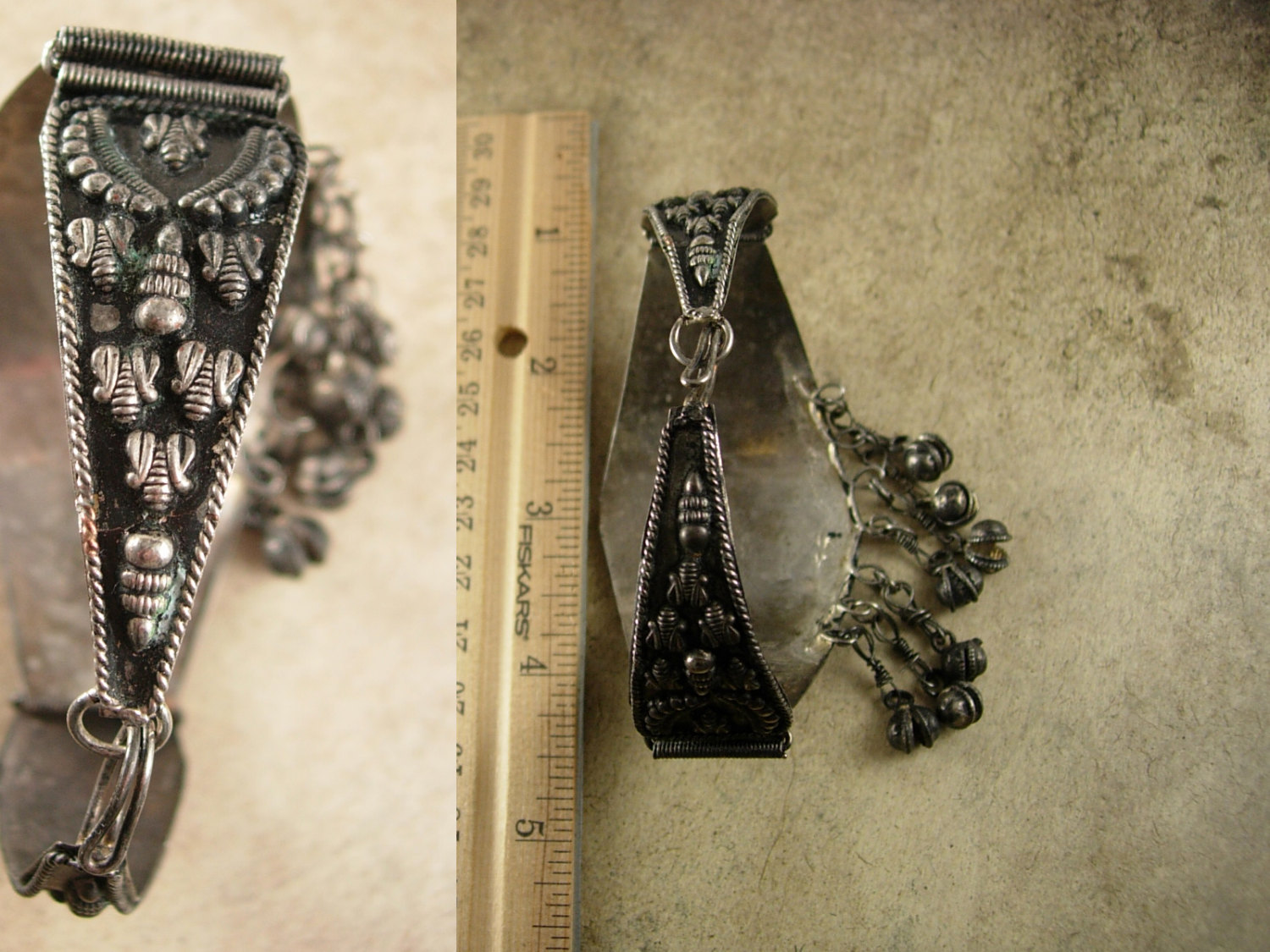 Antique Slave Bracelet with charms & Etruscan work Gypsy Queen 9 ...