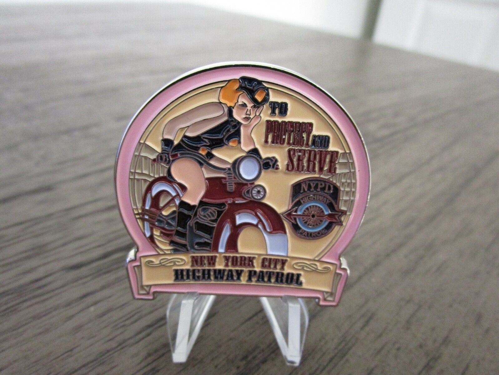 NYPD Highway Patrol Police Cancer Awareness Pin Up Challenge Coin #10G ...