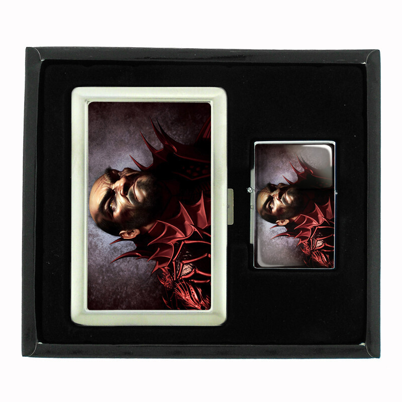 DRACULA VAMPIRE D4 CIGARETTE CASE / WALLET & LIGHTER GIFT SET - Cases