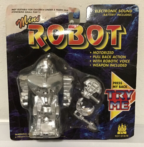 Vtg 1993 Toy State No 8000 Mini Robot Motorized Robotic Voice Silver ...