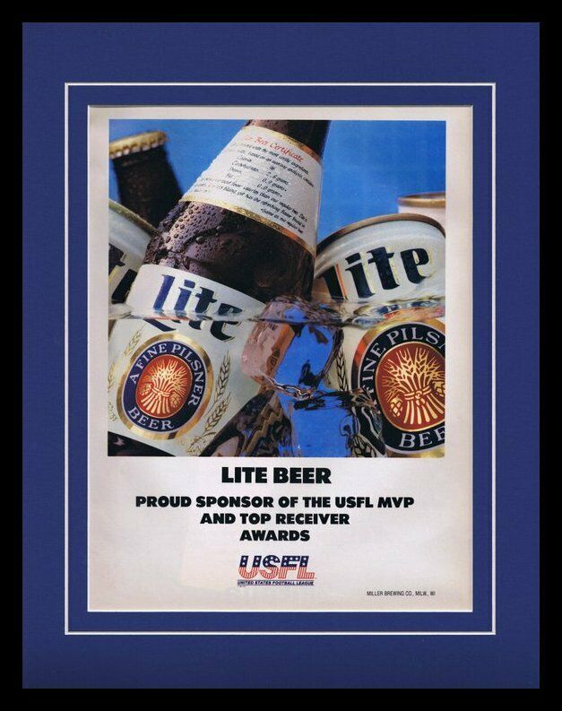 1985 Miller Lite Beer / USFL 11x14 Framed ORIGINAL Vintage ...