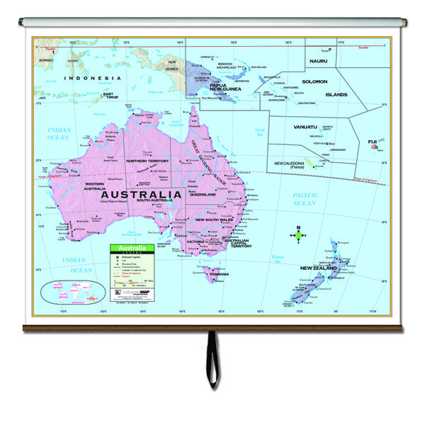 Australia Primary Classroom Wall Map on Roller - Maps & Atlases
