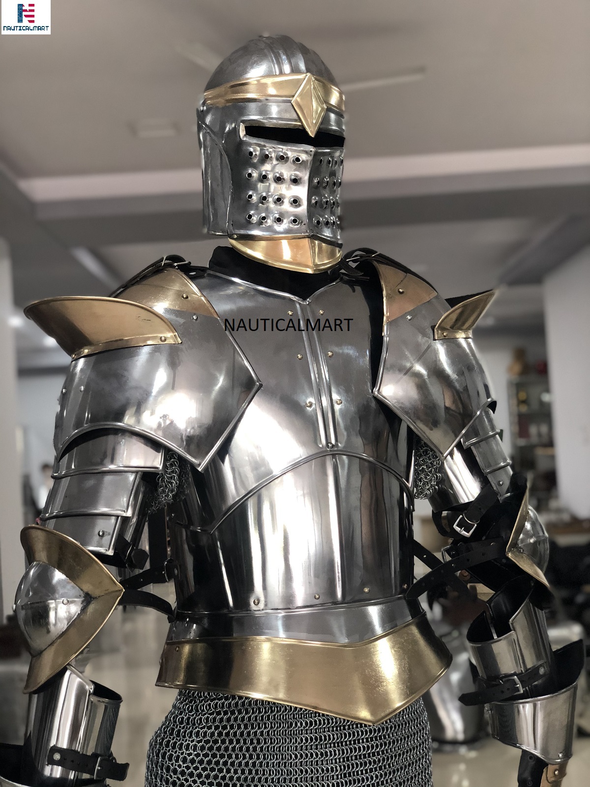 NauticalMart Suit of Armor Metal Armor LARP Armorset Steel and Brass ...