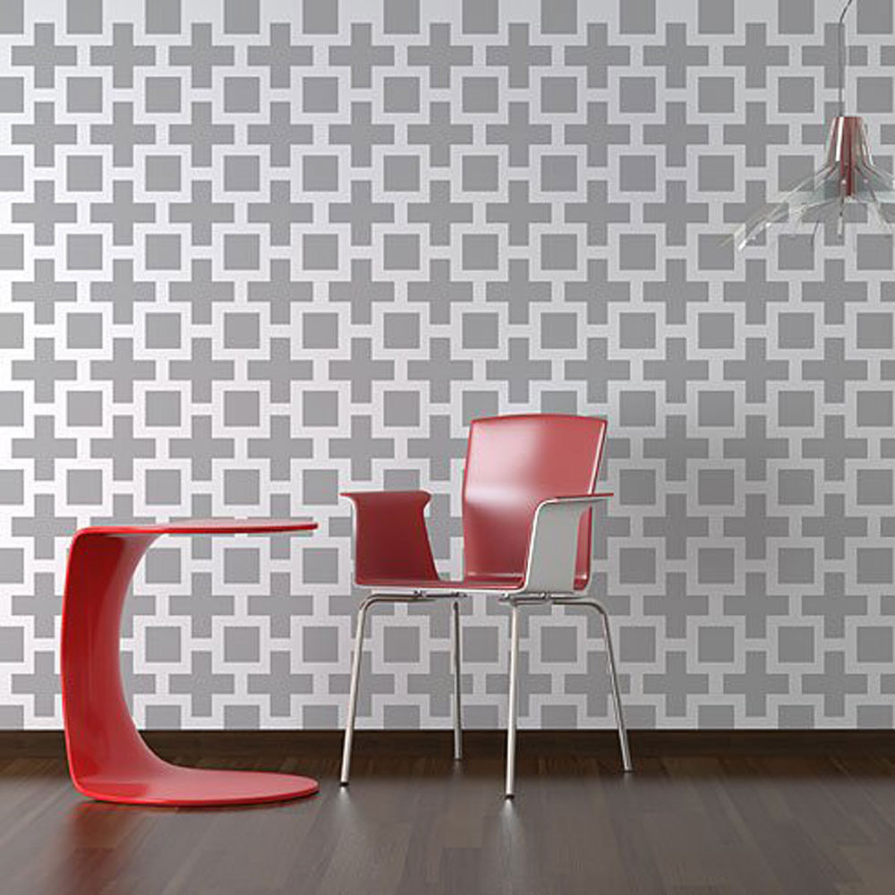 Square Plus Allover - Large Scale - Sturdy and Reusable Wall Stencils ...