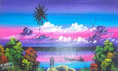 SIGNED ELDON SPENCE JAMAICA CARIBBEAN WEST INDIES ART - Paintings
