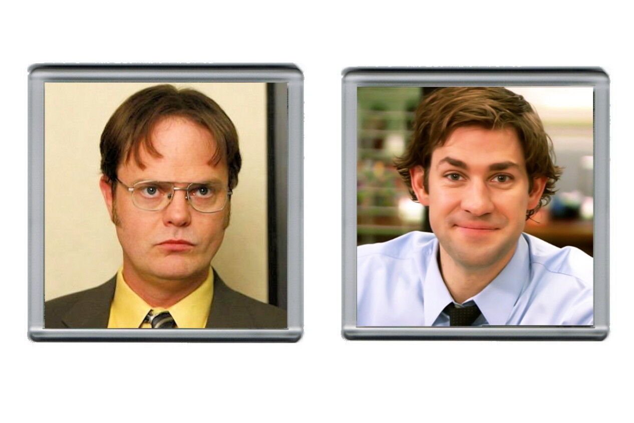 The Office NBC TV Show Dwight Schrute Jim Halpert Coaster set. 4 X 4 ...