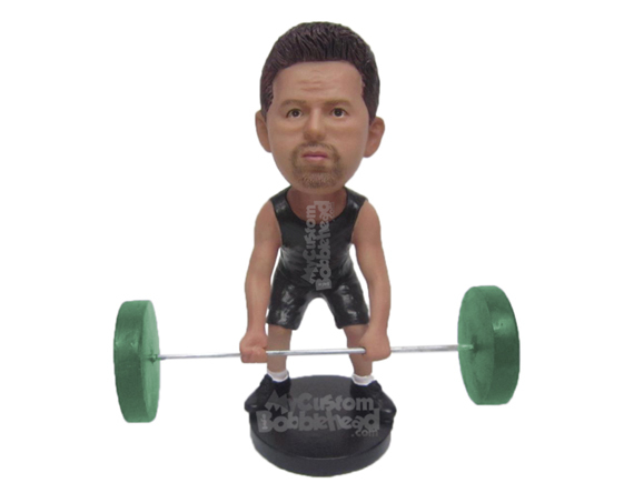 Custom Bobblehead Male Weightlifter Trying To Lift The Heavy One ...