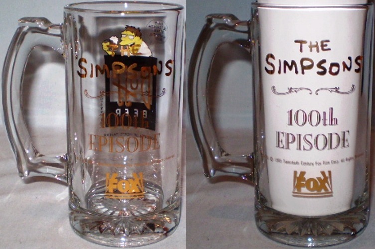 The Simpsons Glass Mug Celebrating 100th Episode Gold Leaf Lettering ...