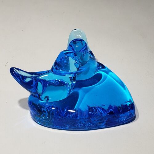 VTG Two Glass Blue Birds of Happiness on Heart Ron Ray Signed 1992 EUC ...