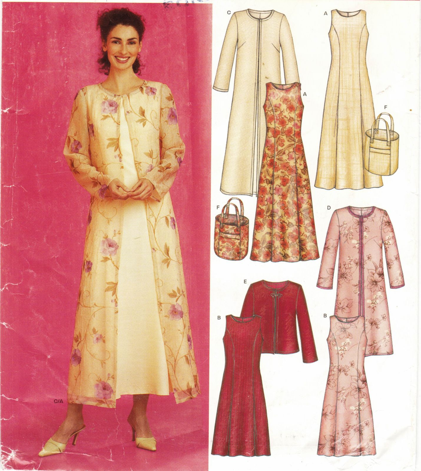 Misses Dress Short Duster Length Jacket Matching Bag Tote Sew Pattern ...