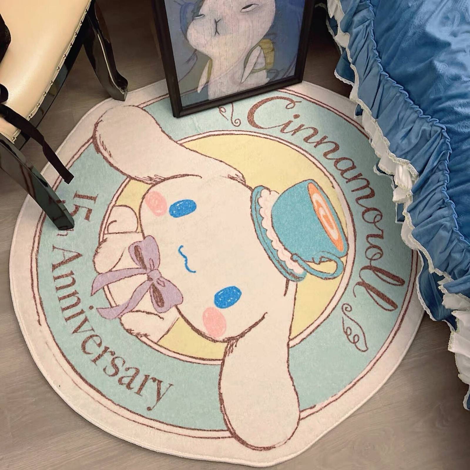 Super cute Cinnamoroll Rug, Cartoon round soft rug, Fluffy carpet for ...