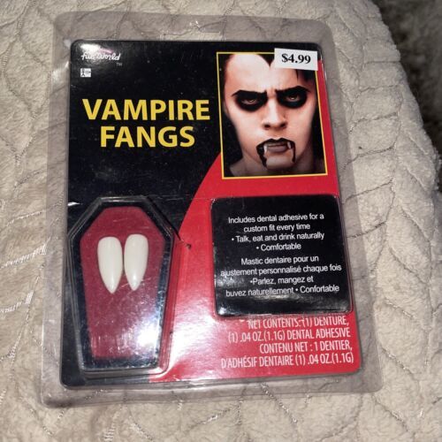 Vampire Fangs Denture Dental Adhesive Fun World Halloween Scary Teeth ...