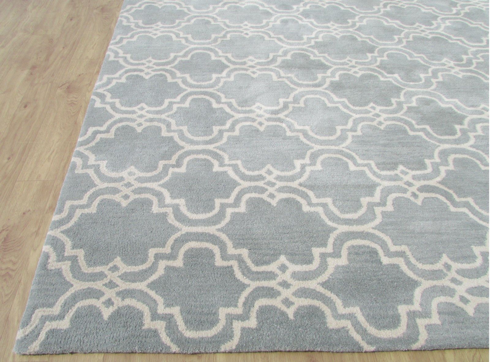 Modrern Scroll Tile Porcelain Blue 8' x 10' Handmade Persian Style Wool ...