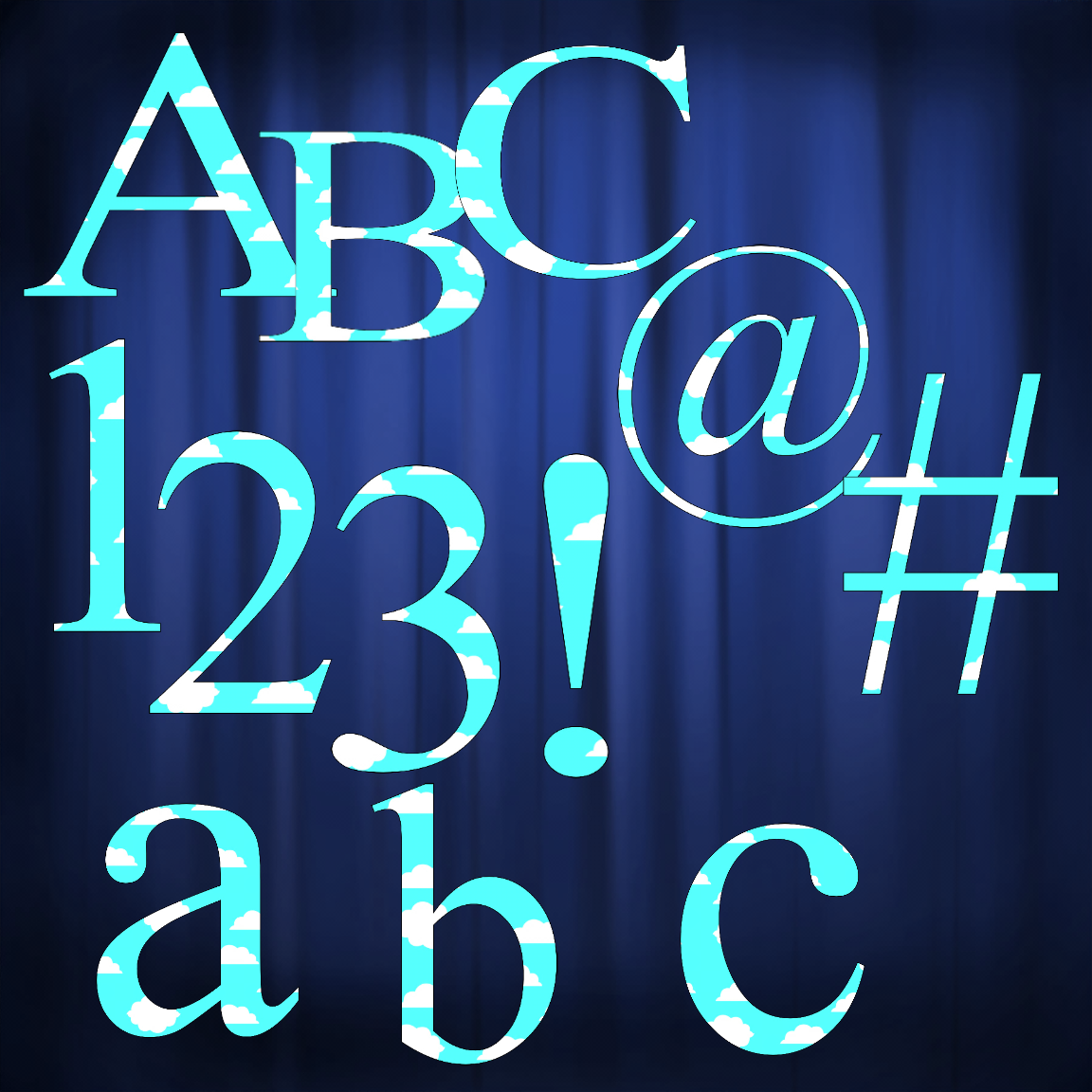 ABC Letters Clouds 2b Digital Kit-Digital Clipart-Art Clip-Gift Tag ...