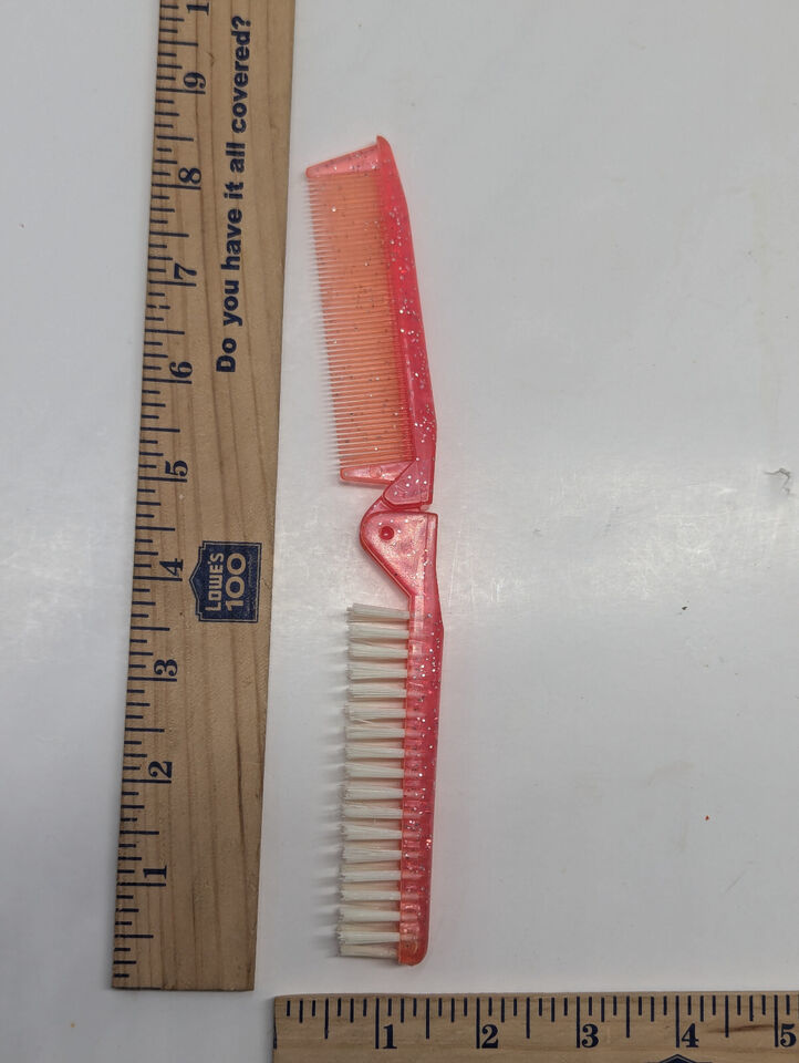 barbie folding comb brush 1992 vintage pink sparkle - Clothing ...