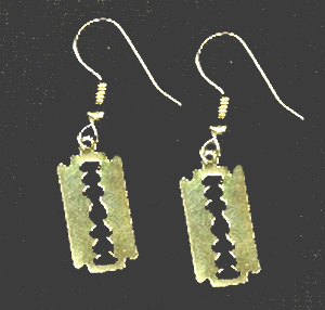 RAZOR BLADE EARRINGS-Punk Fetish Gothic Charm Funky Jewelry-Vntg - Earrings