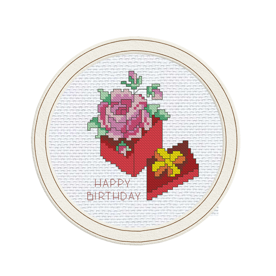 Birthday card FREE cross stitch pdf pattern - Happy Birthday mini chart ...